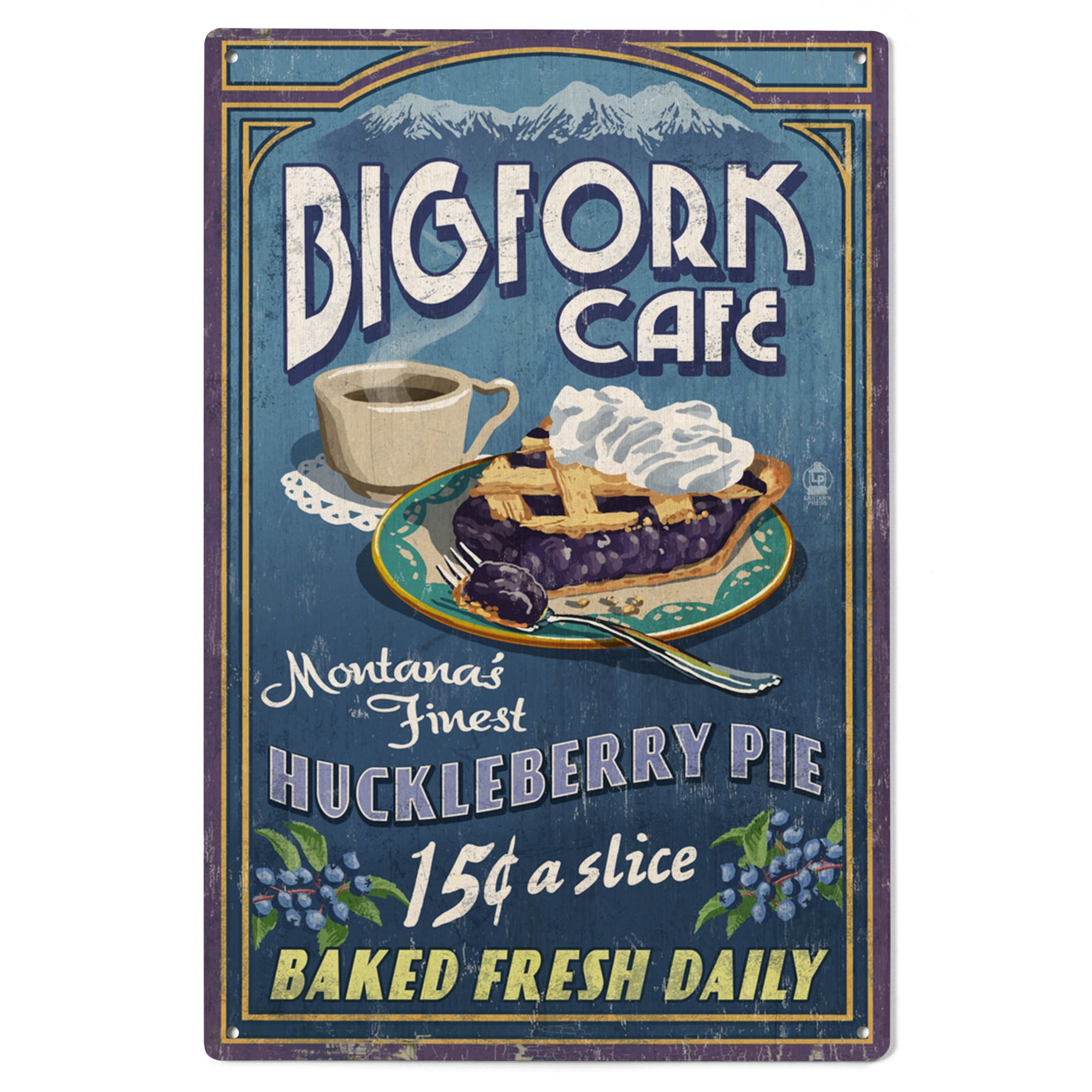 Bigfork, Montana, Huckleberry Pie Sign Birch Wood Wall Sign (6x9 Rustic ...