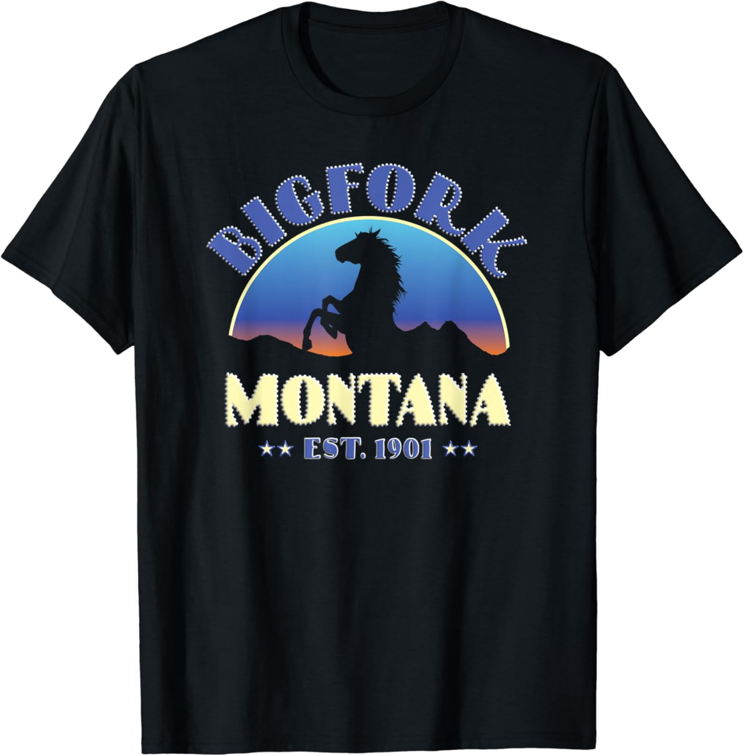 Bigfork Montana Mt Wild Horse Equine Wildlife Ranch Souvenir T-Shirt ...