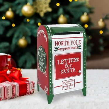 Vickerman 36" Outdoor Santa Mailbox Holiday Decor with Sturdy Post ...