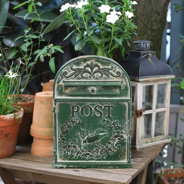 Bigfortune Green Rustic Mailbox Wall Mount Mailboxes Letter box for ...