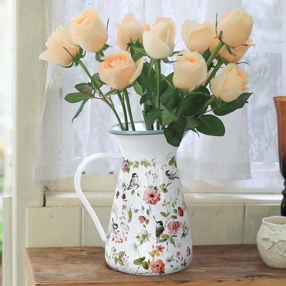 Bigfortune Metal Flower Vase, French Country Farmhouse Vases with ...