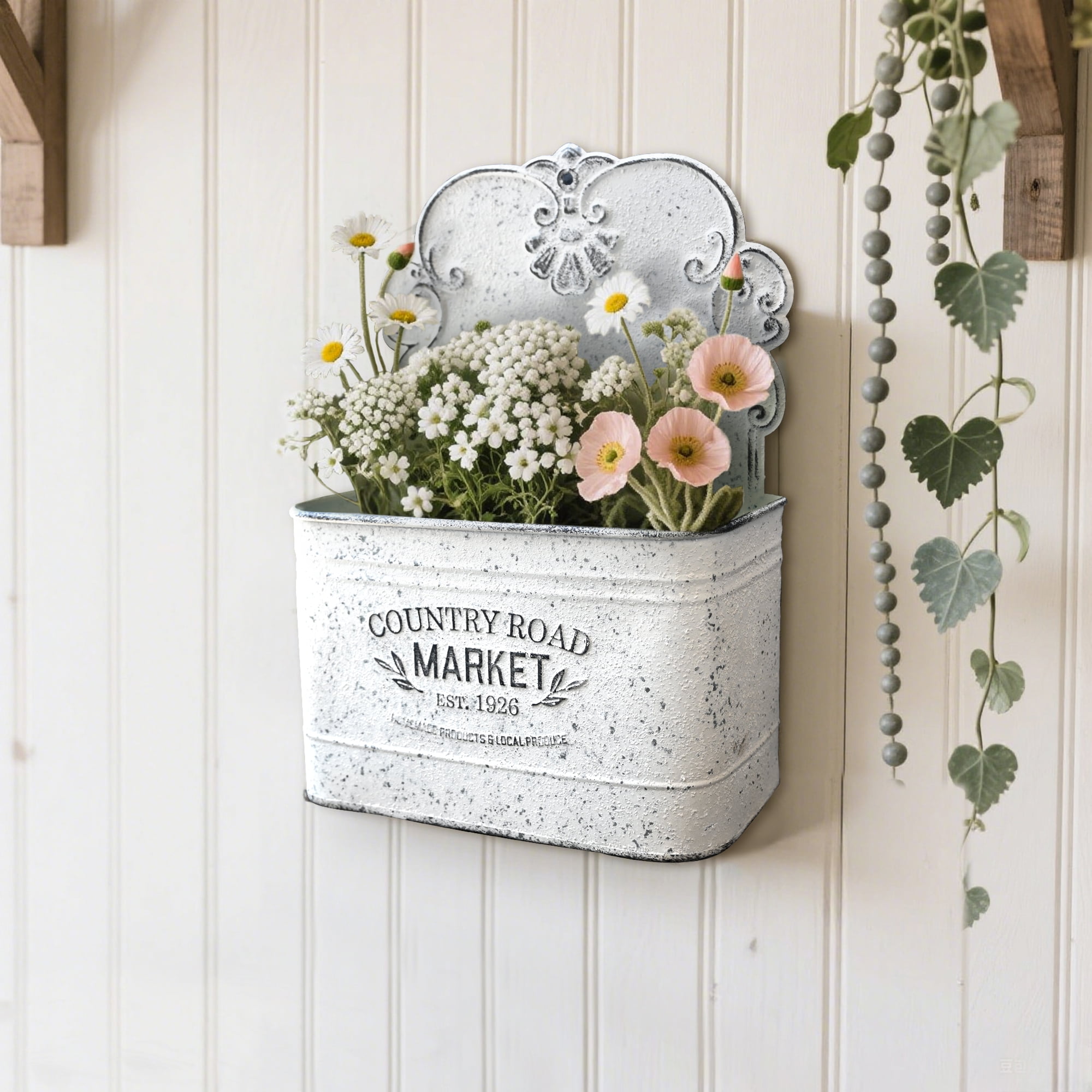 Galvanized Metal Wall Planter - Rustic Vintage Wall Mounted Planters ...
