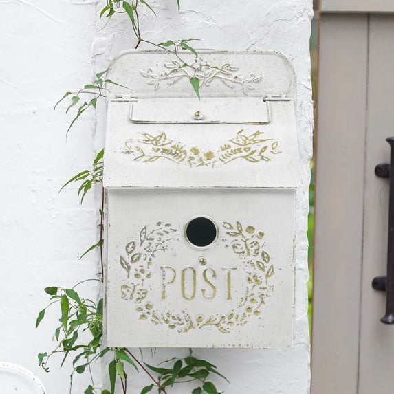 Bigfortune Wall Mount Mailboxes Vintage White Mailbox Outdoor Indoor ...