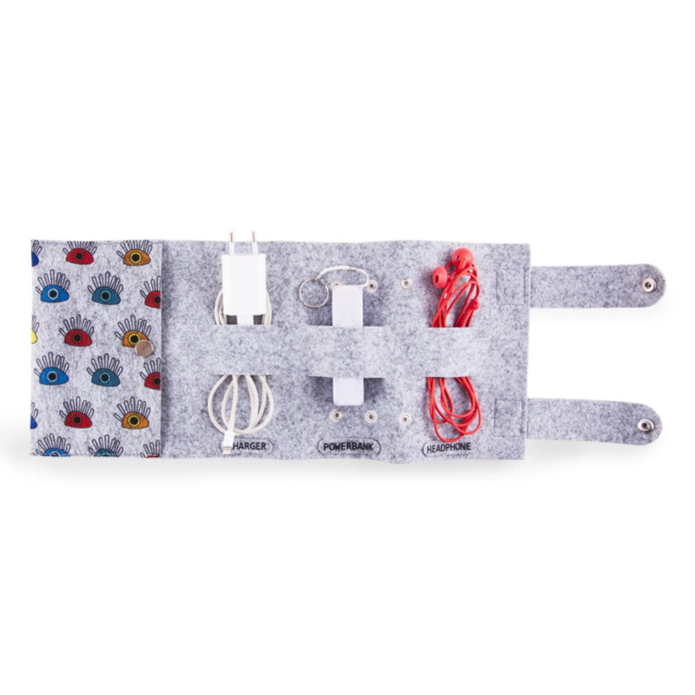 BiggDesign Gray Felt Organizer for Headphone Mobile Accesories Charging ...