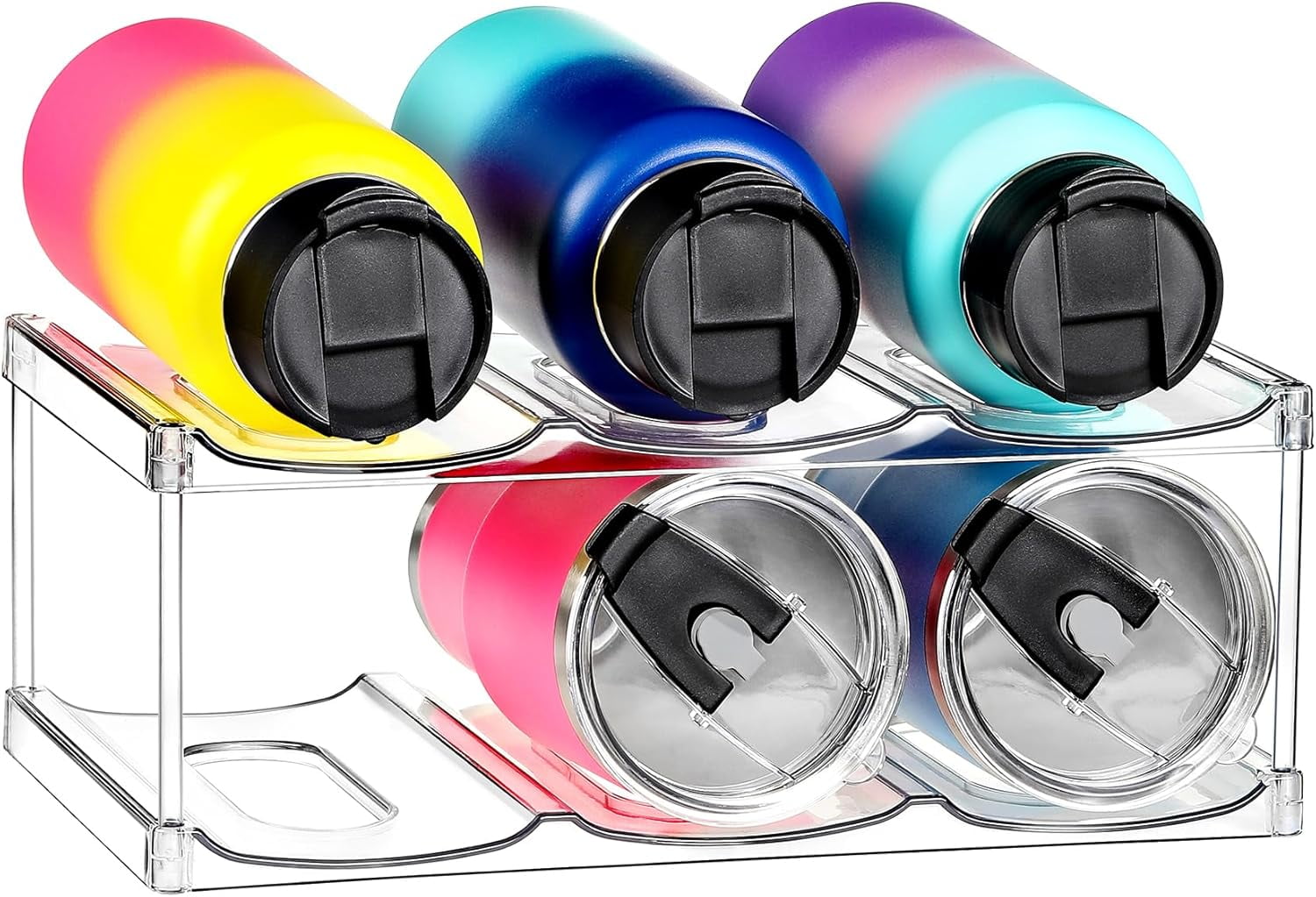 Bigger Compartments - Stackable Water Bottle Organizer - Fits Large ...