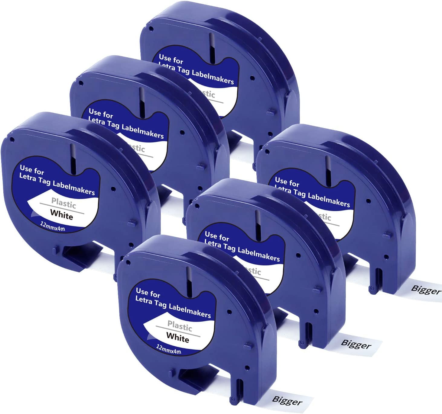 Bigger Label Maker Tape, 0.47" x 13 ft, Black on White, 6 Count, 6 Pack ...