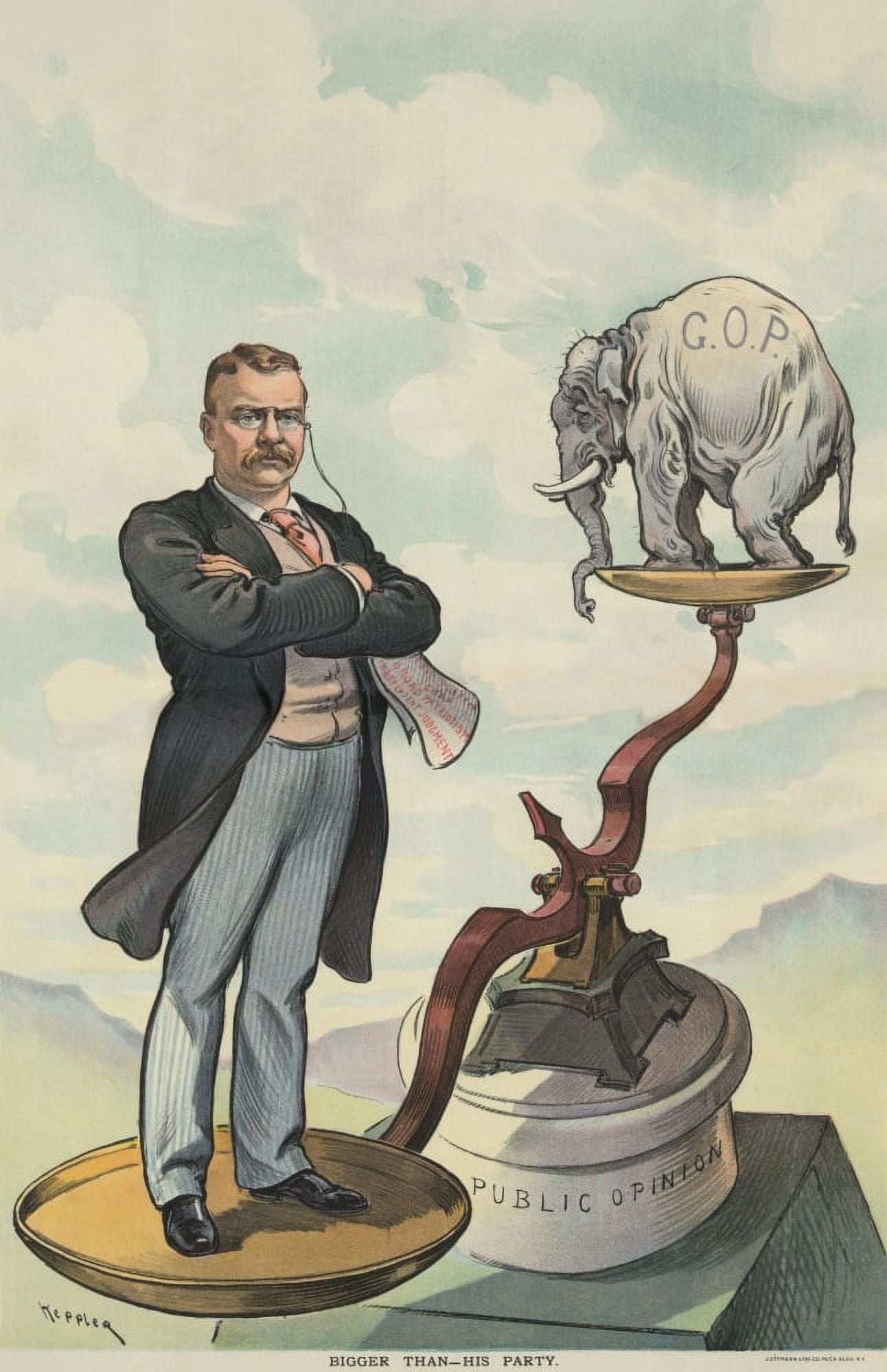 Bigger Than His Party. Puck Magazine Cartoon Of May 7 History (18 x 24 ...