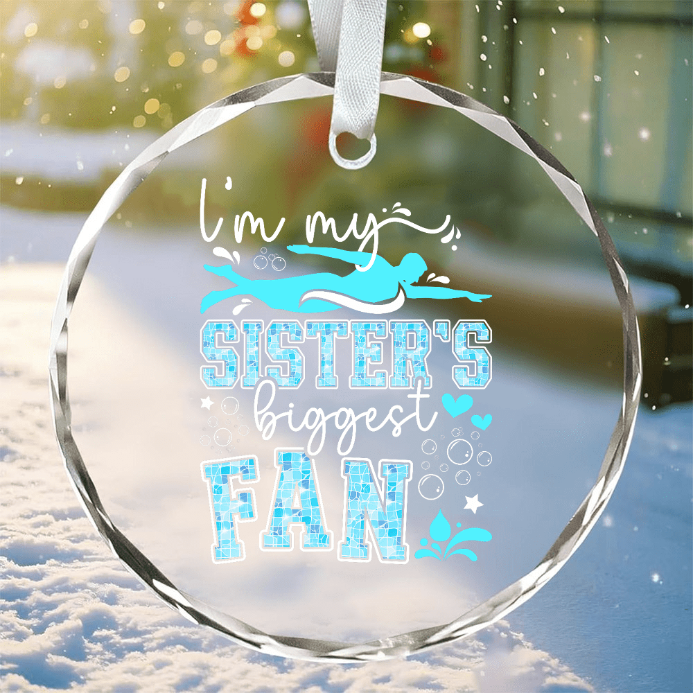 Biggest Fan Swim Sister Of A Swimmer Sister Swimming Sister Ornament ...