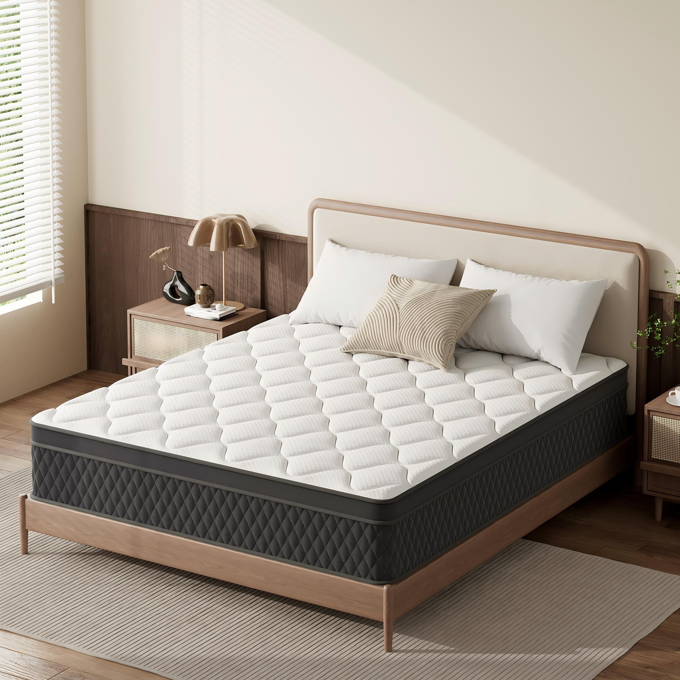 Bigget 10in Queen Size Memory Foam Hybrid Mattress with Individually ...