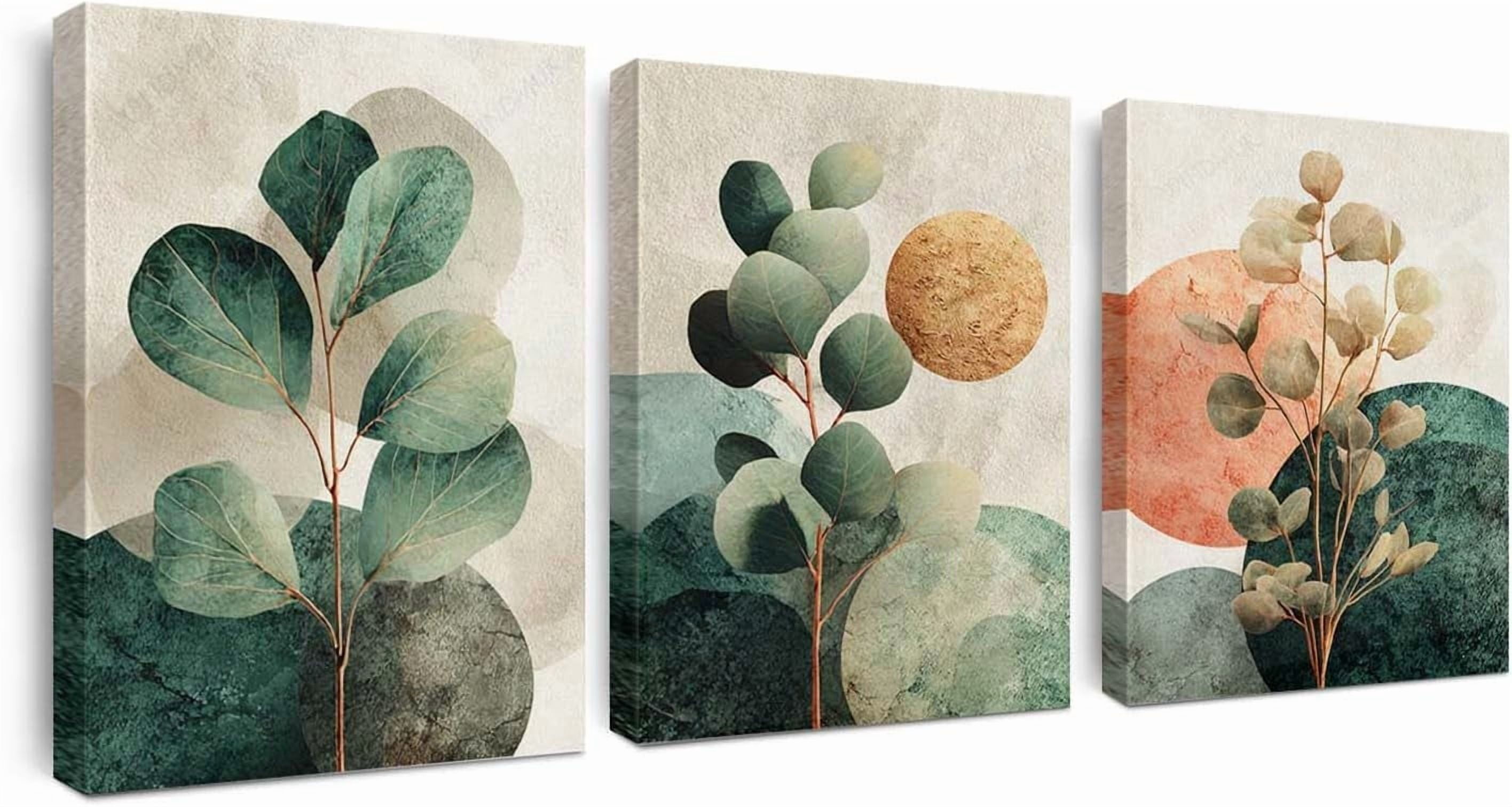 Biggie Canvas Wall Art,Sage Green Botanical Line Art Canvas Set for ...