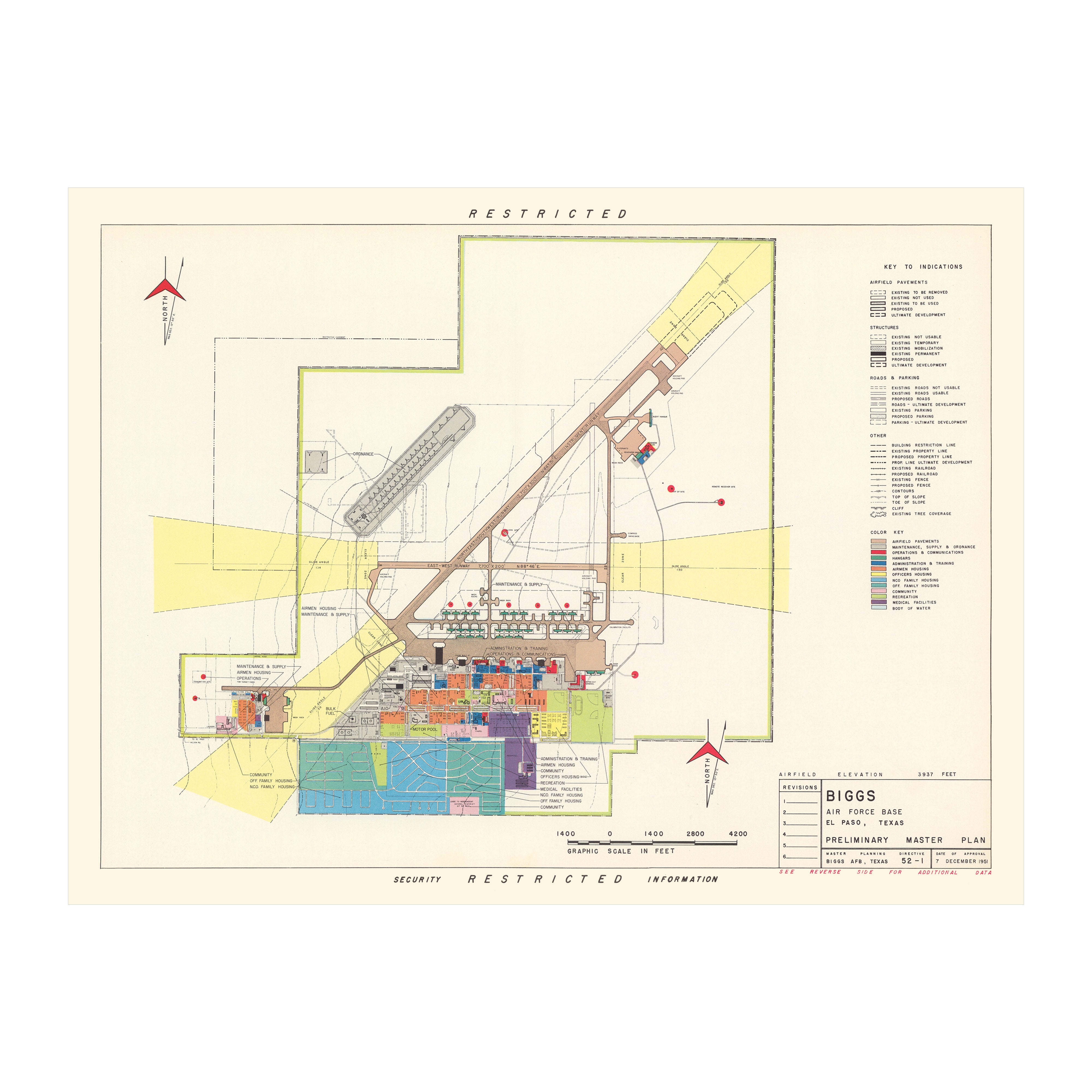 Biggs Air Force Base Art, 1951 Vintage Map of Biggs Air Force Base ...