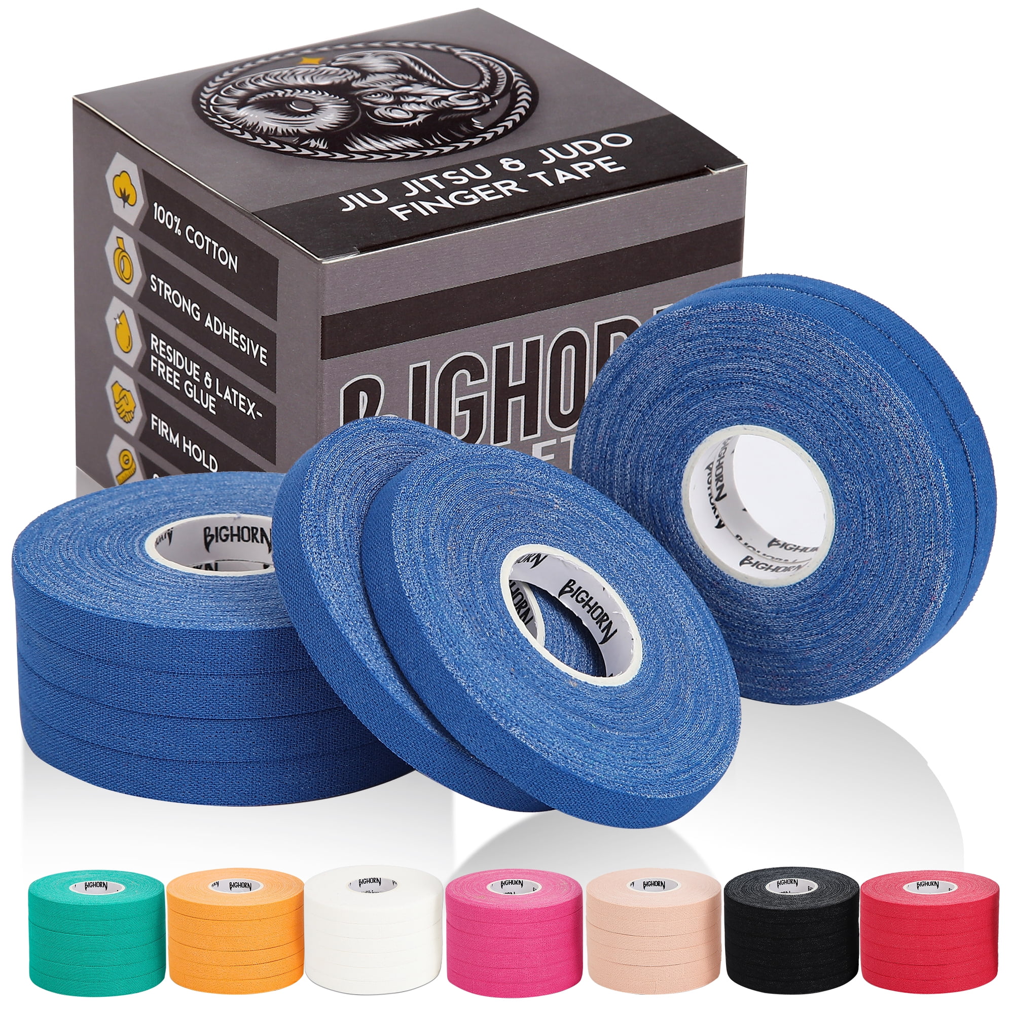 Bighorn Athletics Jiu-Jitsu Finger Tape, 0.3-Inch x 45-feet, 8-Rolls ...