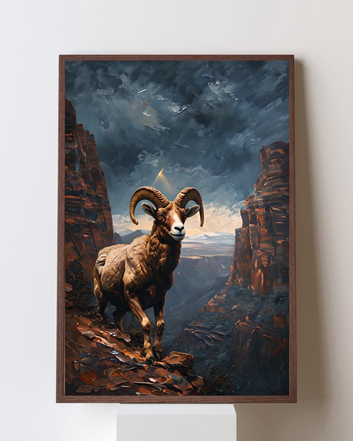 Bighorn Sheep Canyonlands Poster – Storm Light Desert Wildlife Art ...