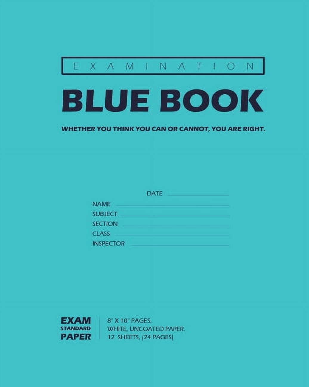 Bigidea Wide Ruled Examination Blue Book, 8" x 10", White, 24 Pages ...