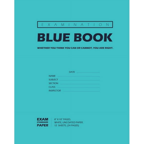 Bigidea Wide Ruled Examination Blue Book, 8" x 10", White, 24 Pages ...