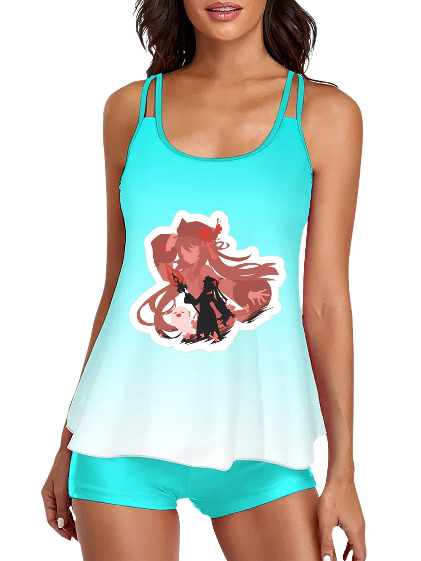 Bigjpg_8x_art_high_Genshin Impact16 Women's Fashionable Swimwear Two-Piece Set For Beach And ...