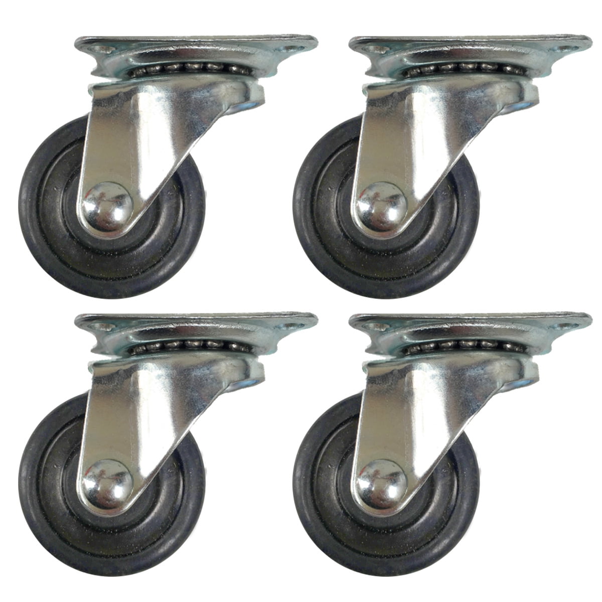 Bigland 4 Pack 3" Rubber Swivel Casters, 360 Degree Top Plate Castors ...
