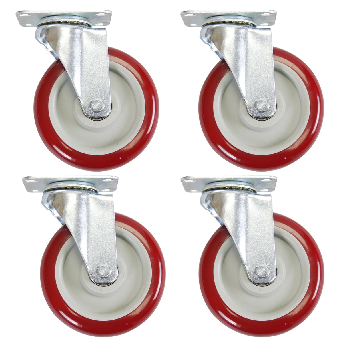 Bigland 5 Inch Polyurethane Heavy Duty Caster Wheels, 4 Pack, 360 ...