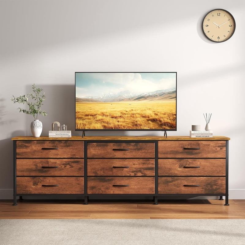 Bigleap 9-Drawer TV Stand for Living Room, 63'' Long Entertainment ...