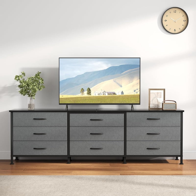 Bigleap 9-Drawer TV Stand for Living Room, 63'' Long Entertainment ...