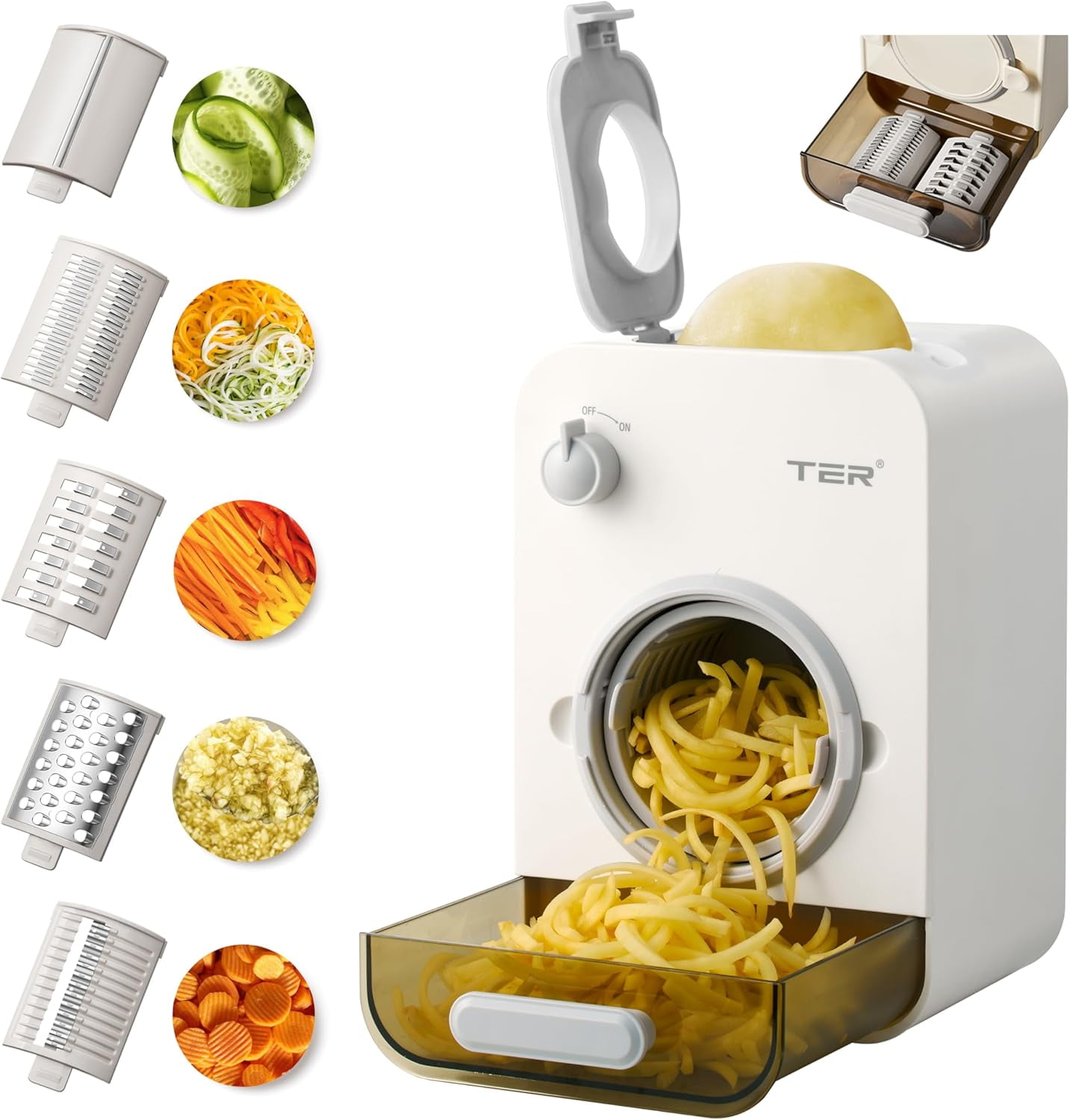 Bigleap Electric Grater with 5 Blades, 5 In 1 Gourmet Cheese Grater ...