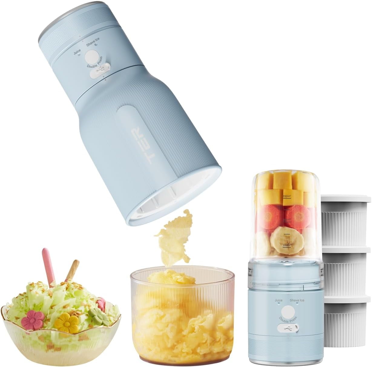 Bigleap Ice Shaver Machine Portable Blender 2 In 1, Shaved Ice Machine ...