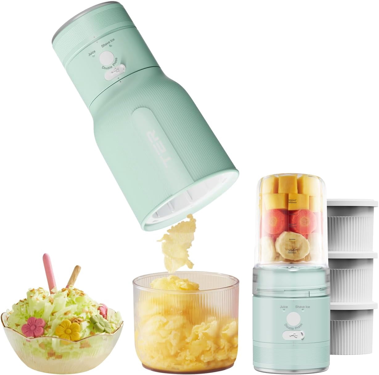 Bigleap Ice Shaver Machine Portable Blender 2 In 1, Shaved Ice Machine ...