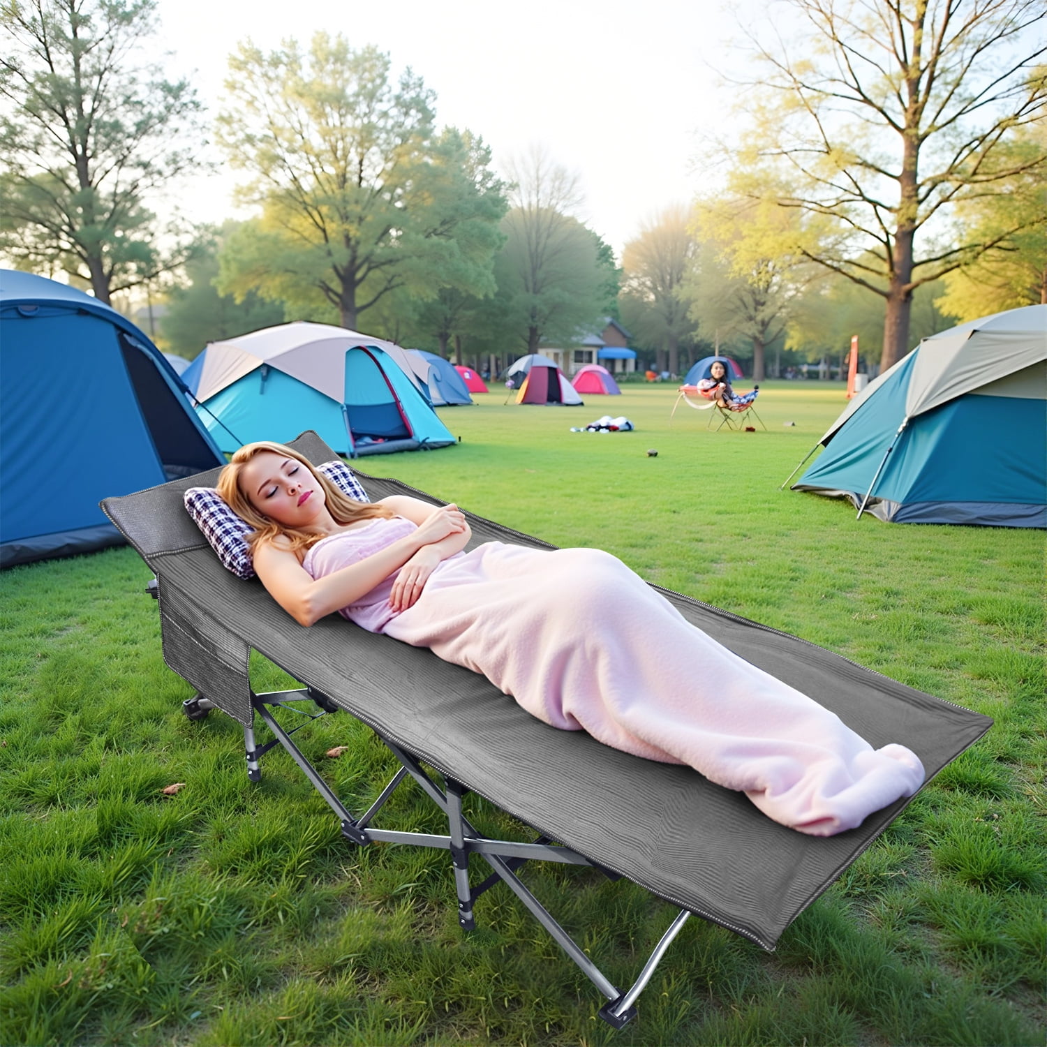 Bigleap Folding Camping Cot with Carry Bag, Camp Beds for Adults ...