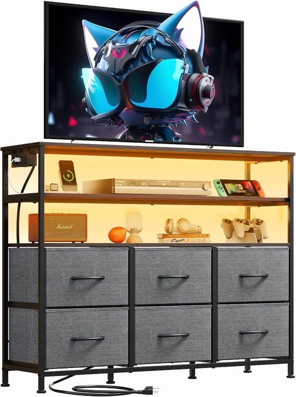 Bigleap TV Stand for 40-45 Inch TVs, 6 Fabric Dresser with RGB LED ...