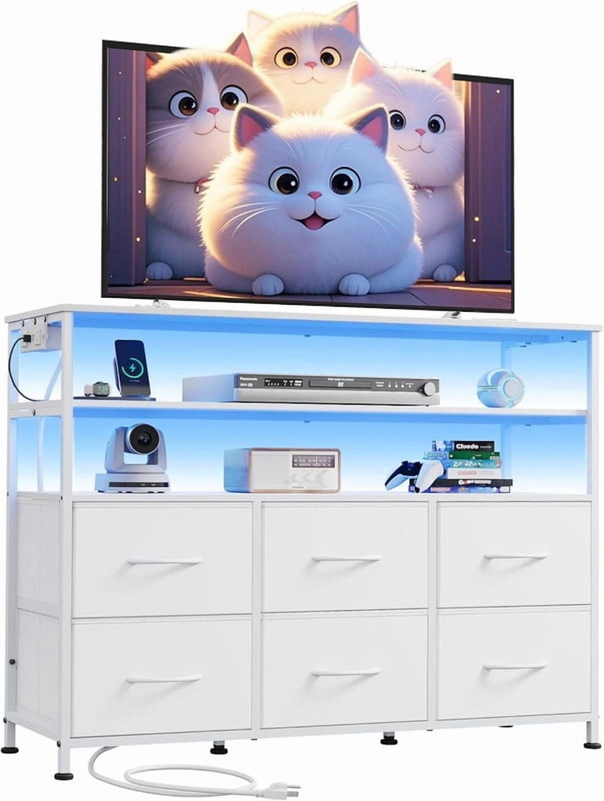 Bigleap TV Stand for 40-45 Inch TVs, 6 Fabric Dresser with RGB LED ...