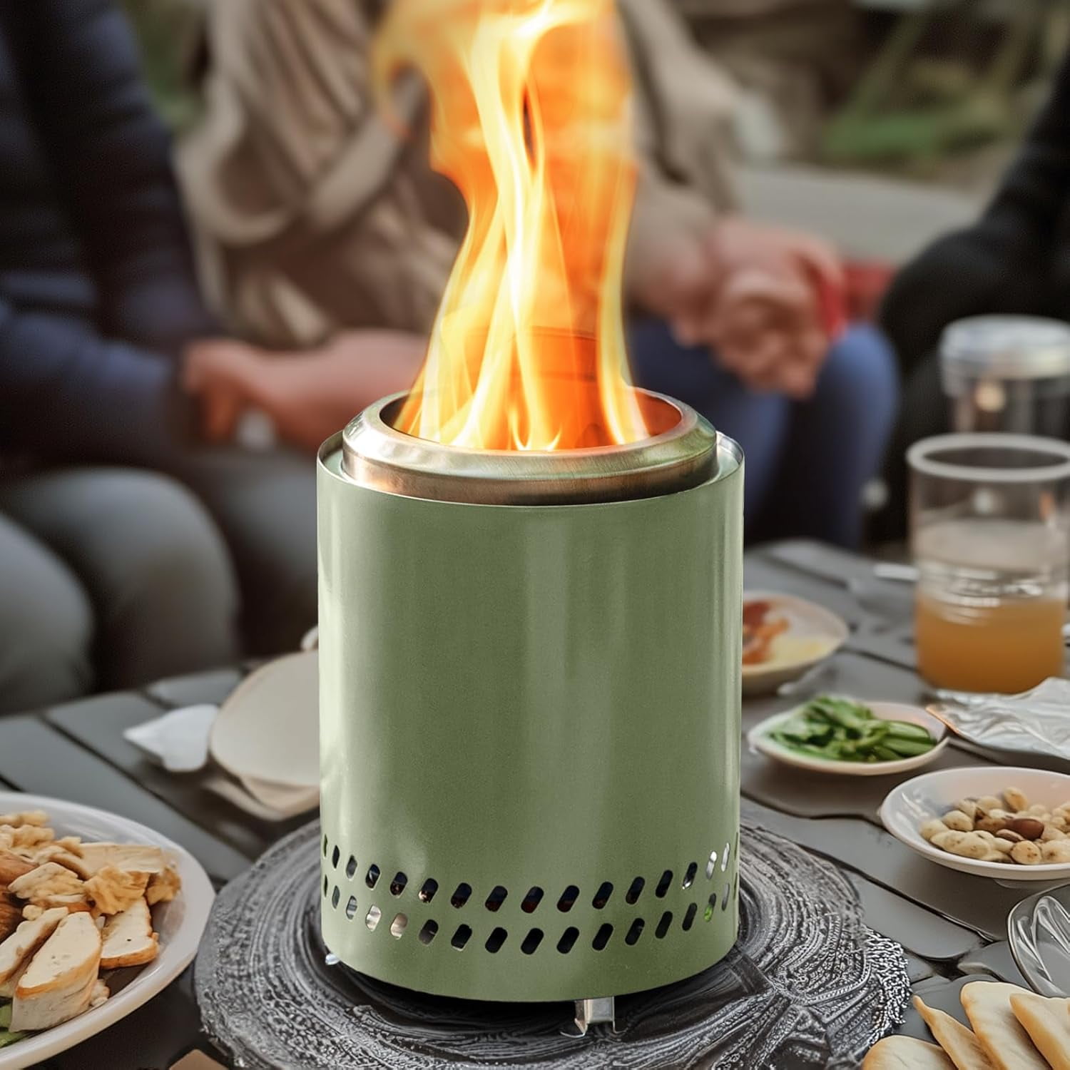 Bigleap Tabletop Fire Pit, 7-Inch Smokeless Stainless Steel Firepit for ...