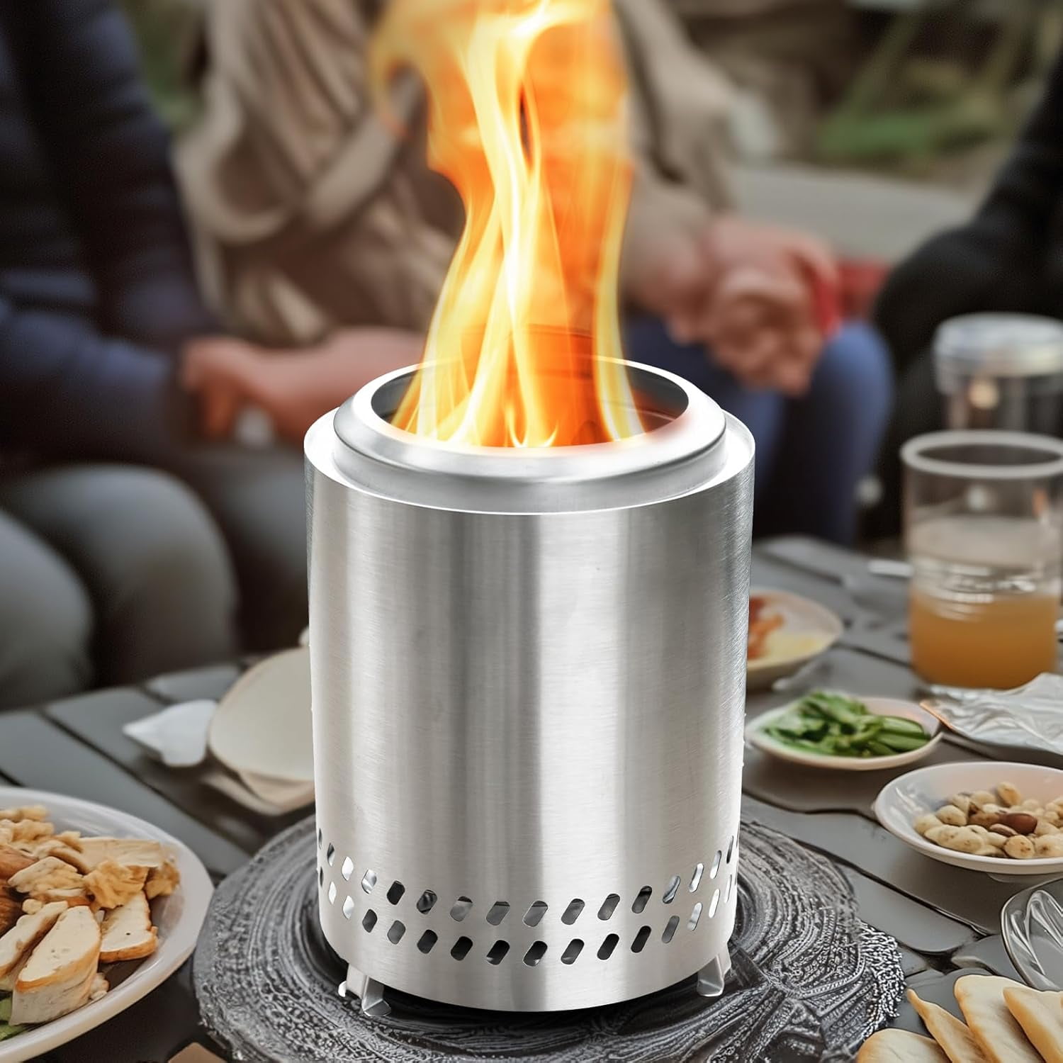 Bigleap Tabletop Fire Pit, 7-Inch Smokeless Stainless Steel Firepit for ...
