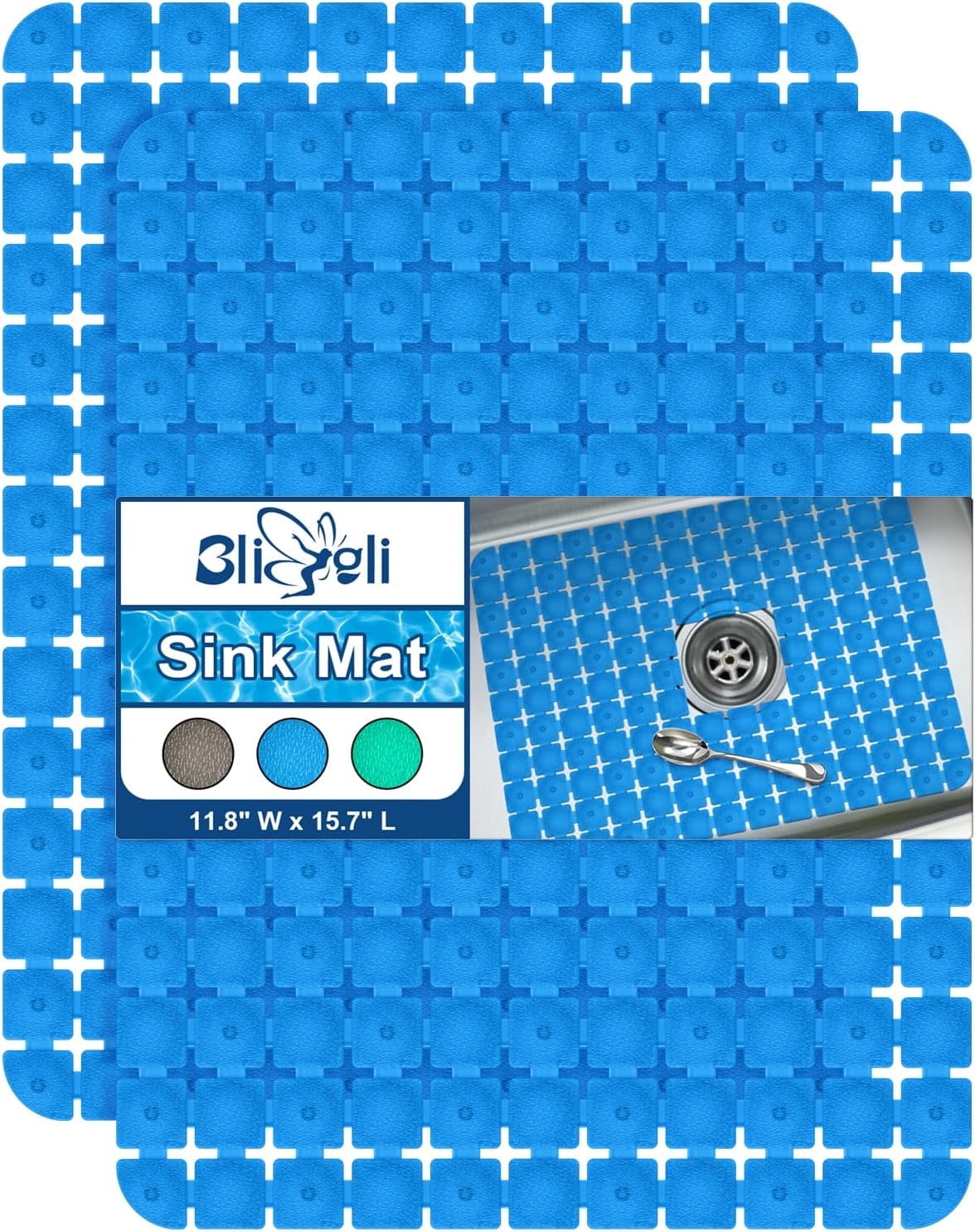 Bligli 2-Pack Sink Mats - 15.7"x11.8" Non-Slip PVC Liners, Quick-Dry ...