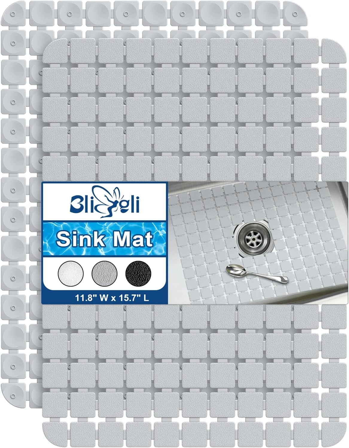 Bligli 2-Pack Sink Mats - 15.7"x11.8" Non-Slip PVC Liners, Quick-Dry ...