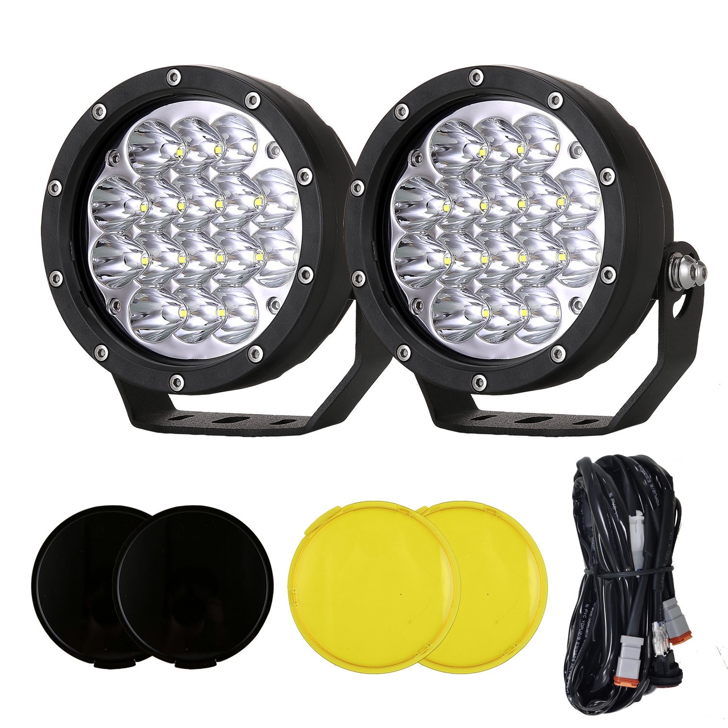 2PCS 4" White Round LED Reverse Back Up Light w/Surface Mount Grommet ...