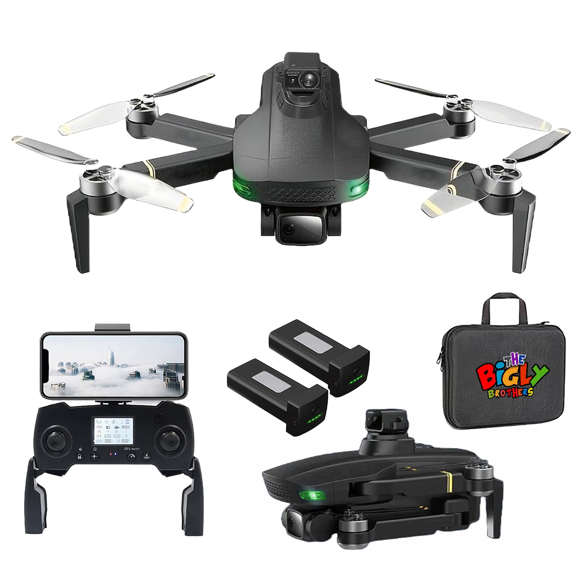 Bigly Brothers GD93 Drone, 720° Obstacle Avoidance, 4K Camera, 1Km Range, 30 Min Flight, Case ...