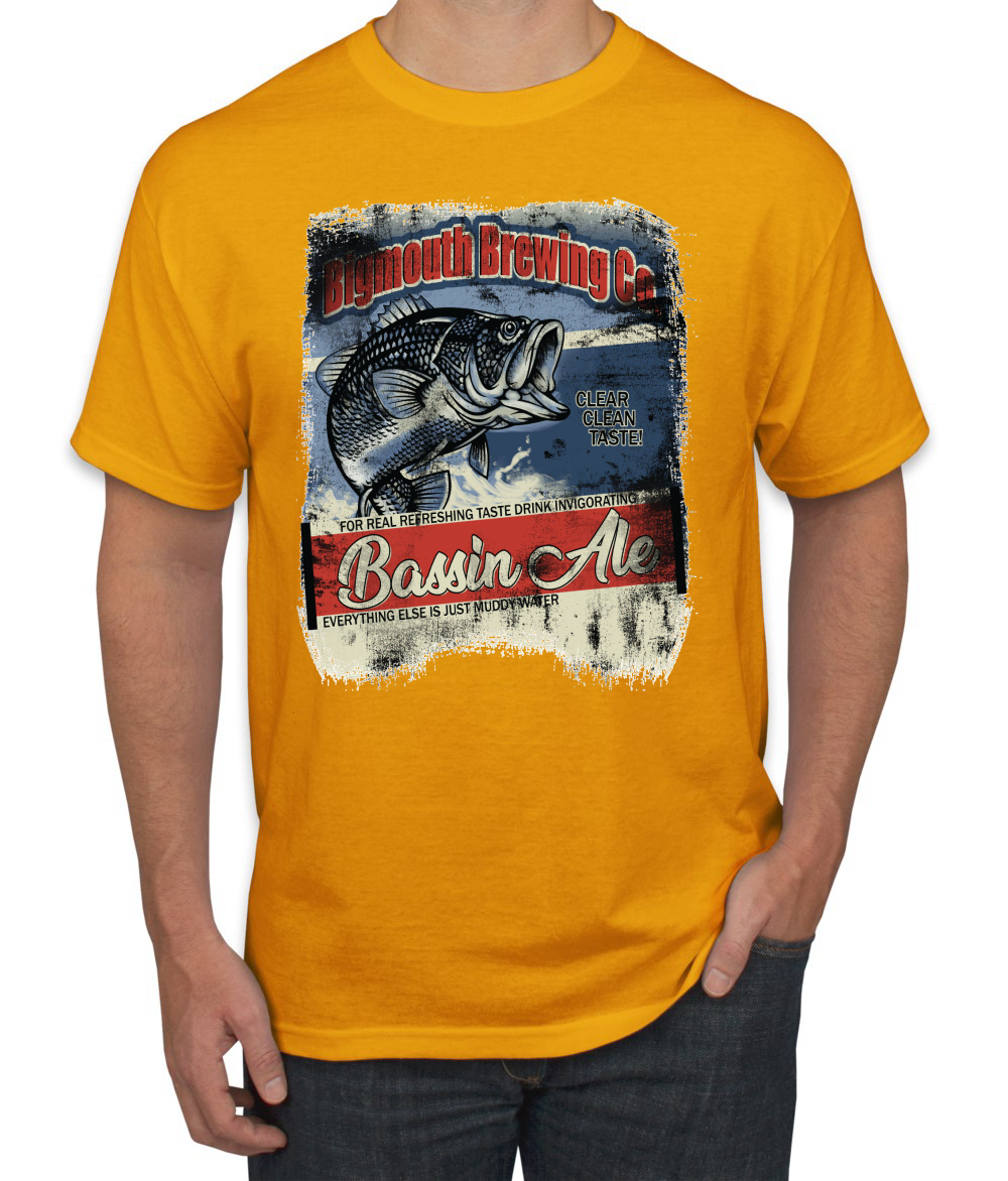 Bigmouth Brewing Co. Bassin Ale Men's Graphic T-Shirt, Gold, Large ...