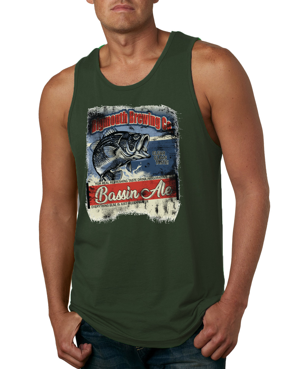 Bigmouth Brewing Co. Bassin Ale Mens Graphic Tank Top, Forest Green ...