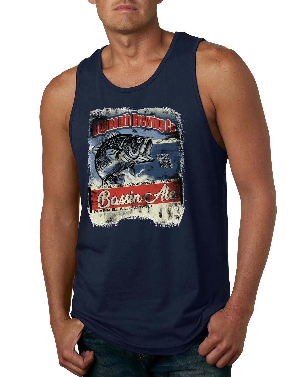 Bigmouth Brewing Co. Bassin Ale Mens Graphic Tank Top, Navy, 2XL ...
