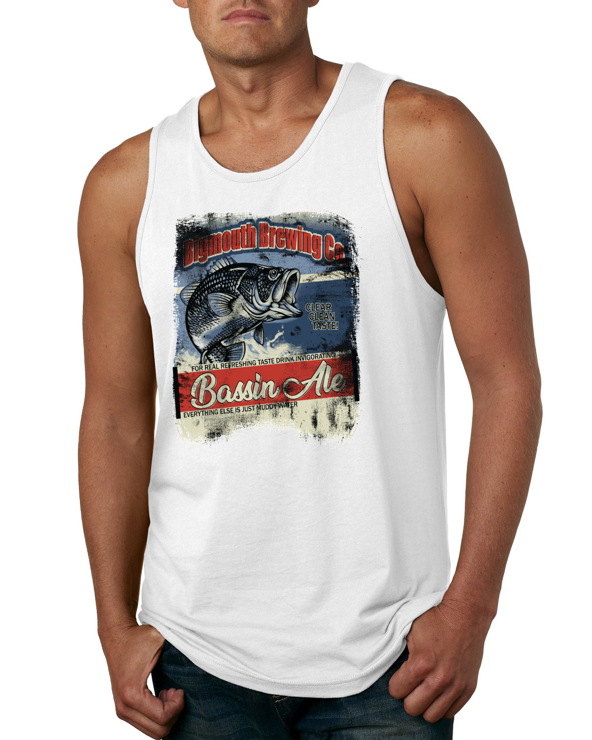 Bigmouth Brewing Co. Bassin Ale Mens Graphic Tank Top, White, 3XL ...