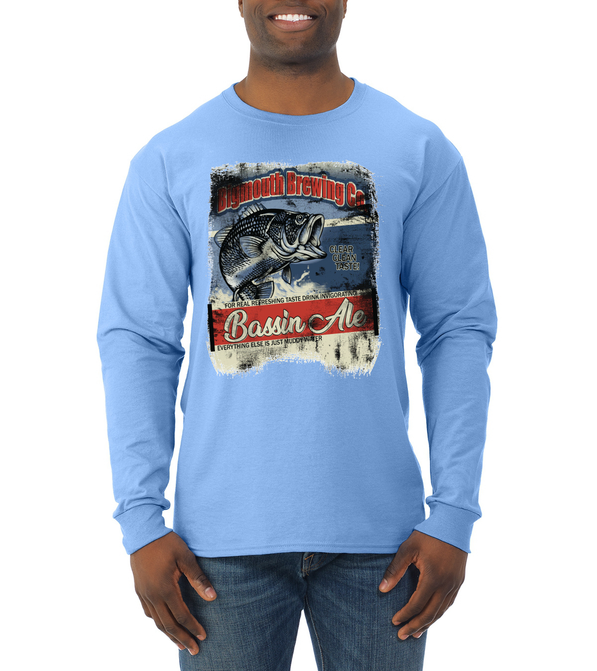 Bigmouth Brewing Co. Bassin Ale Mens Long Sleeve Shirt, Light Blue ...