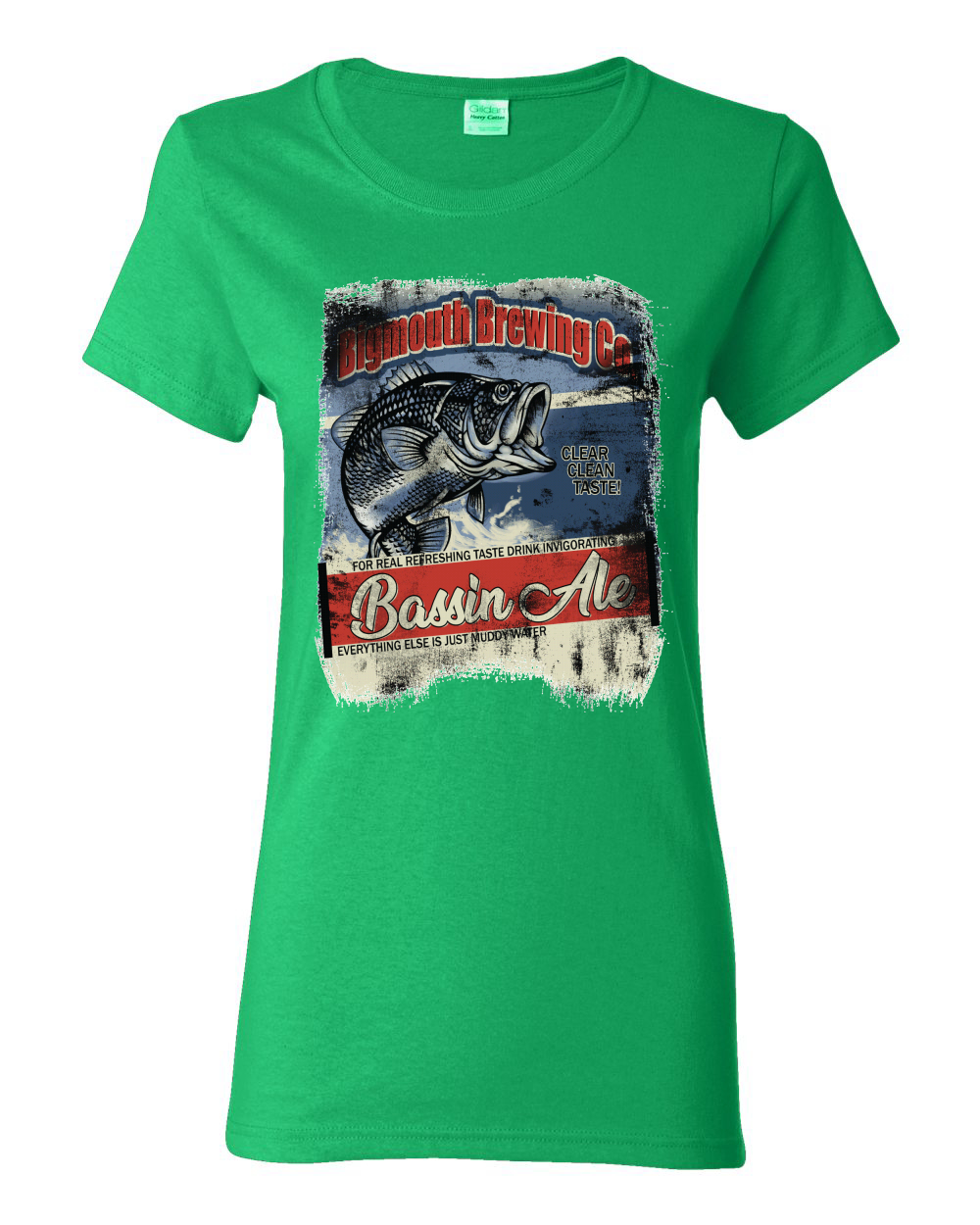 Bigmouth Brewing Co. Bassin Ale Womens Graphic T-Shirt, Kelly, Large ...