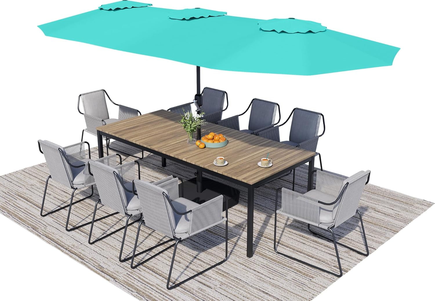 Bigroof 15ft Double-Sided Patio Umbrella Twin Extra Large Umbrella with ...