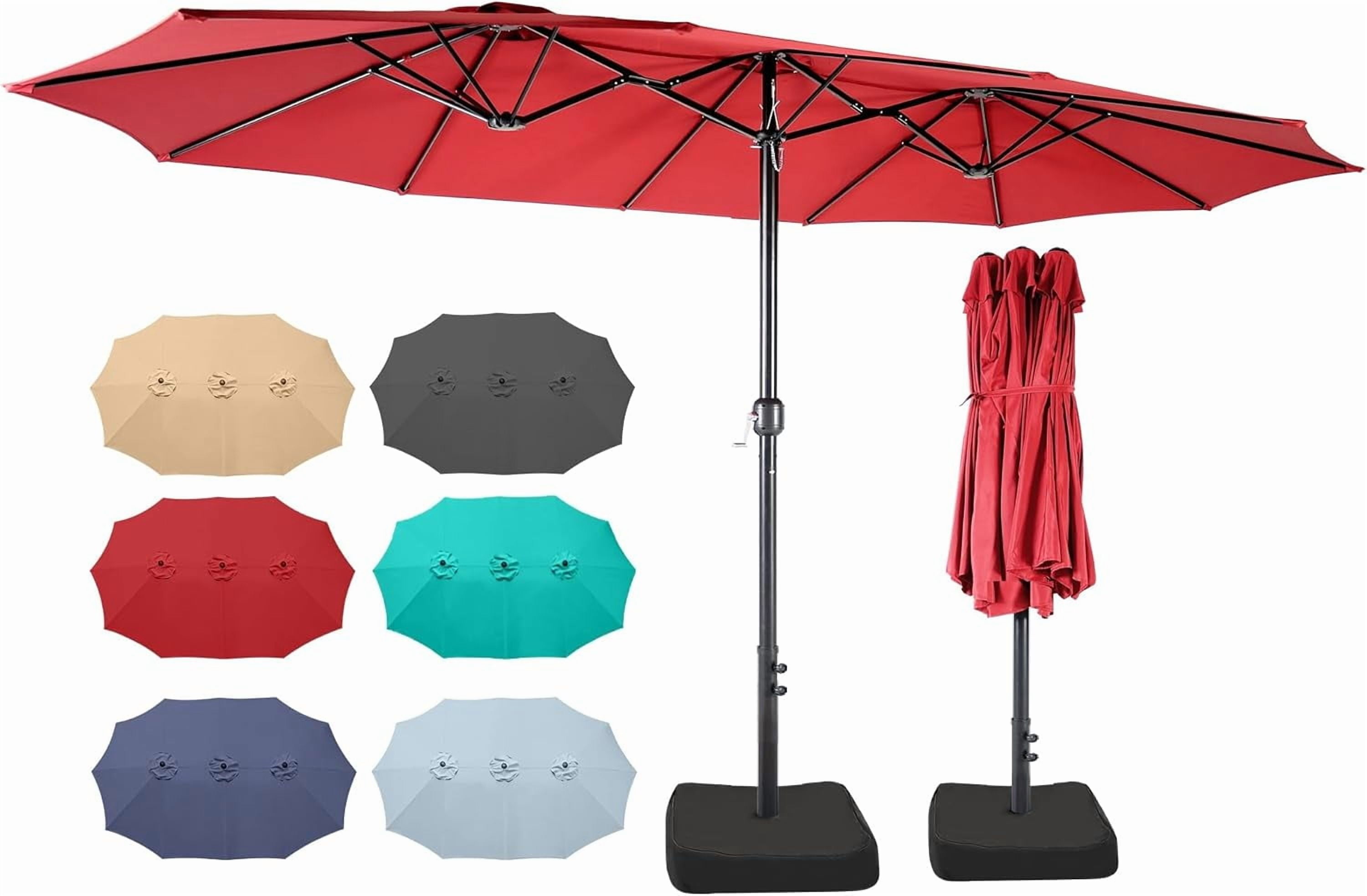 Bigroof 15ft x 9ft Patio Double-Sided Umbrella with Base & Crank, Extra ...