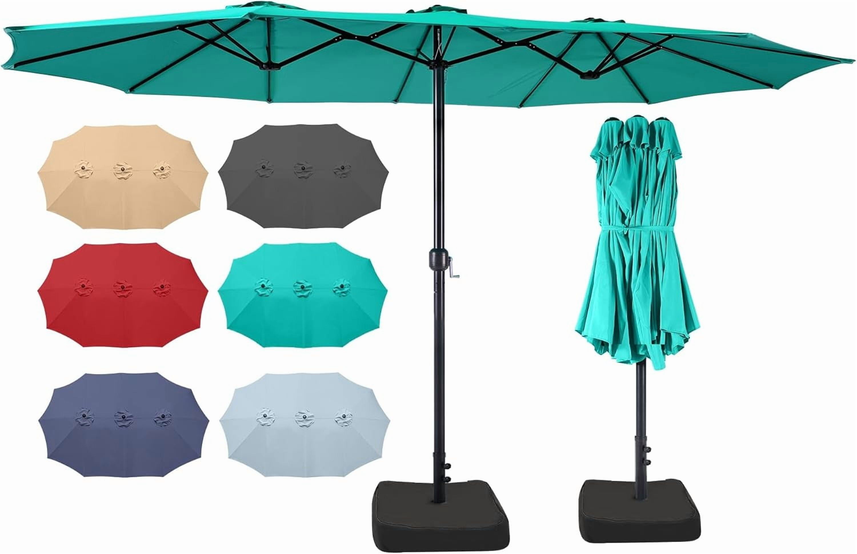 Bigroof 15ft x 9ft Patio Double-Sided Umbrella with Base & Crank, Extra ...
