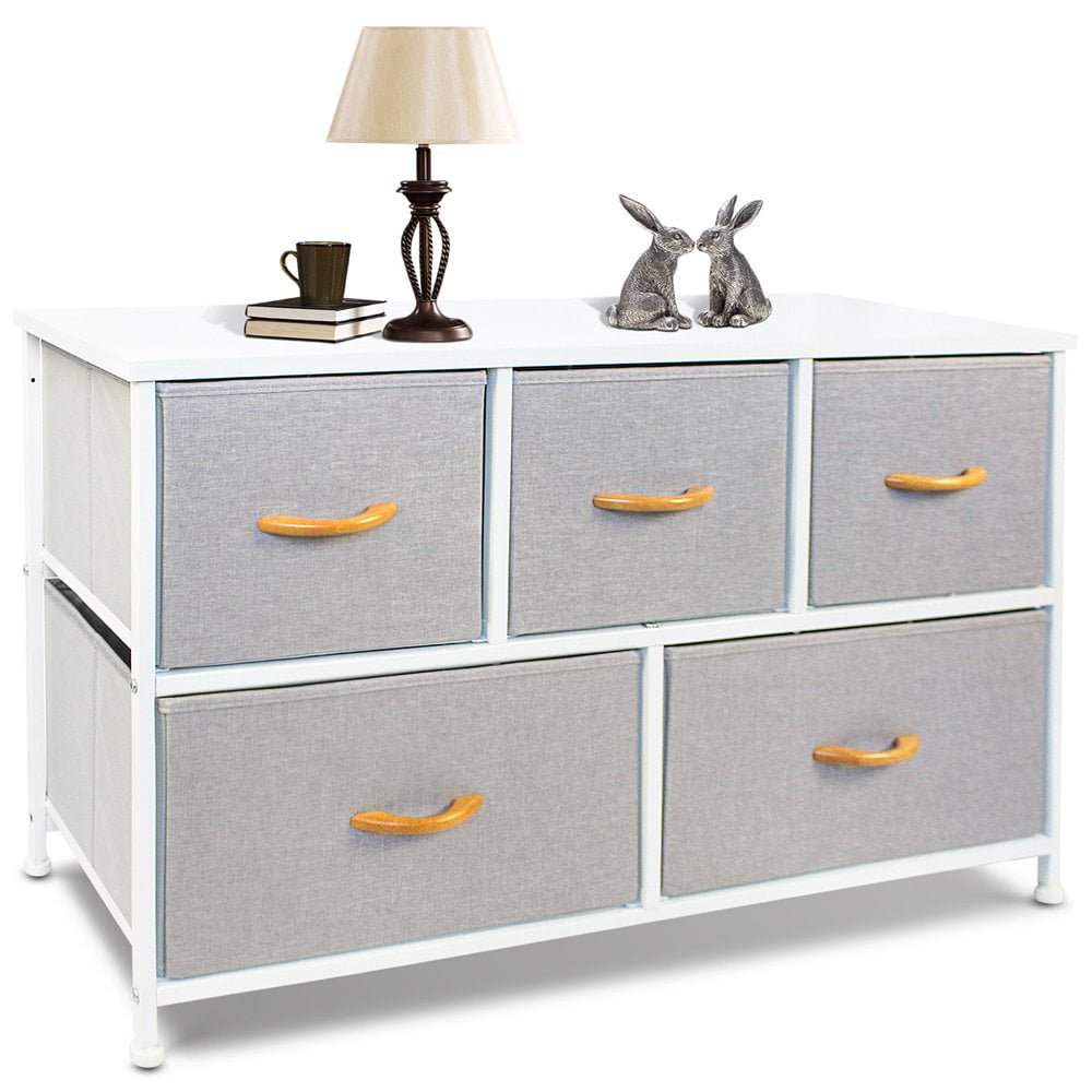 Bigroof 5-Drawer Fabric Dresser - Wooden Handle, Large Capacity, Steel ...