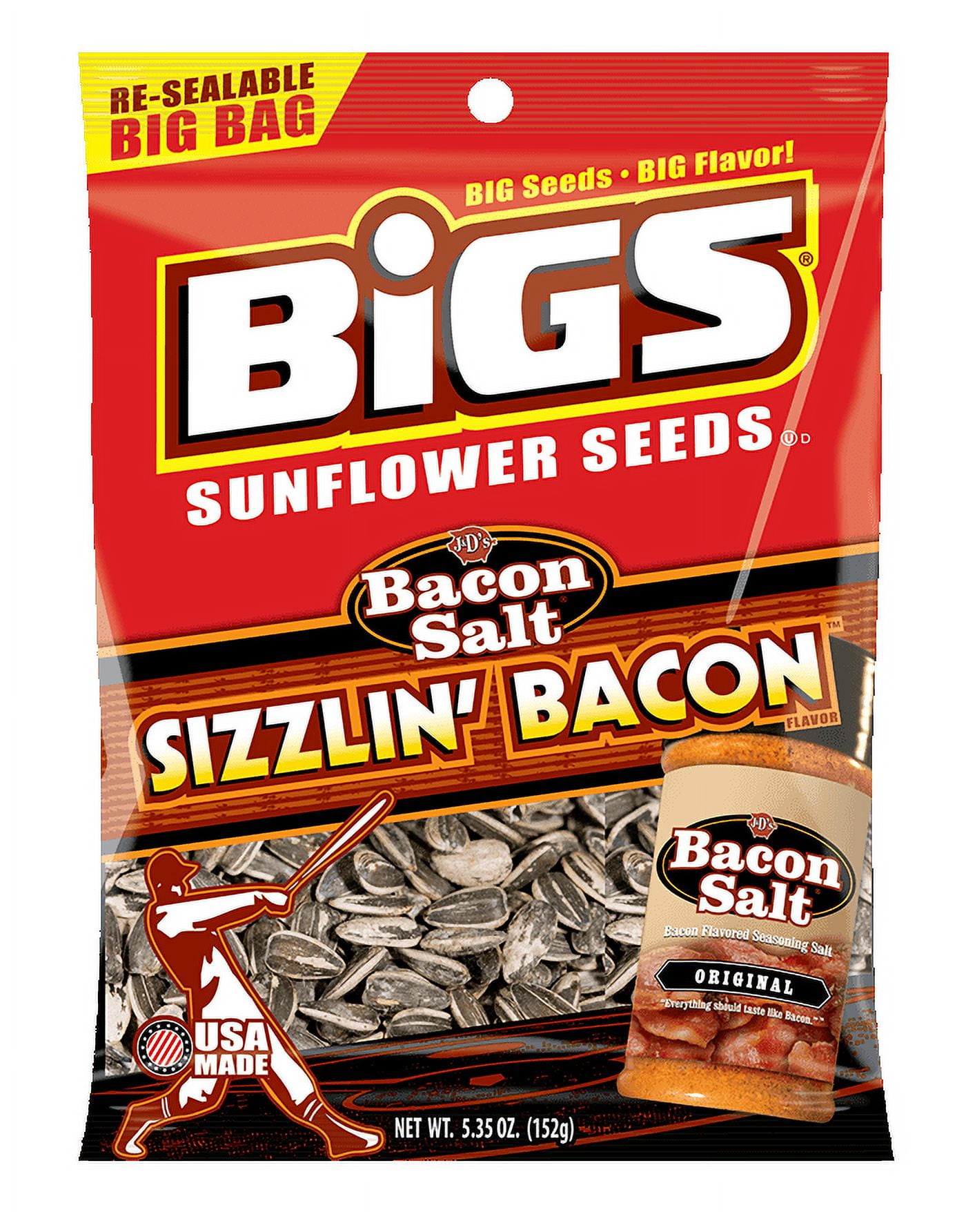 Bigs Bacon Salt Sizzlin Bacon Sunflower Seed, 5.35 Ounce -- 12 per case ...