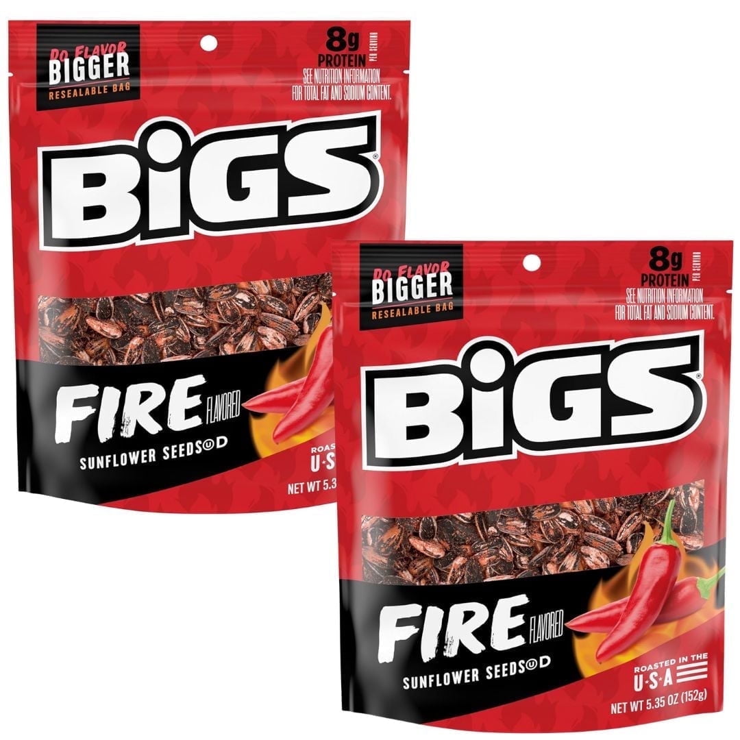 BIGS Fire Sunflower Seeds, 5.35 oz Pack of 2, Fiery Spicy Satisfying ...