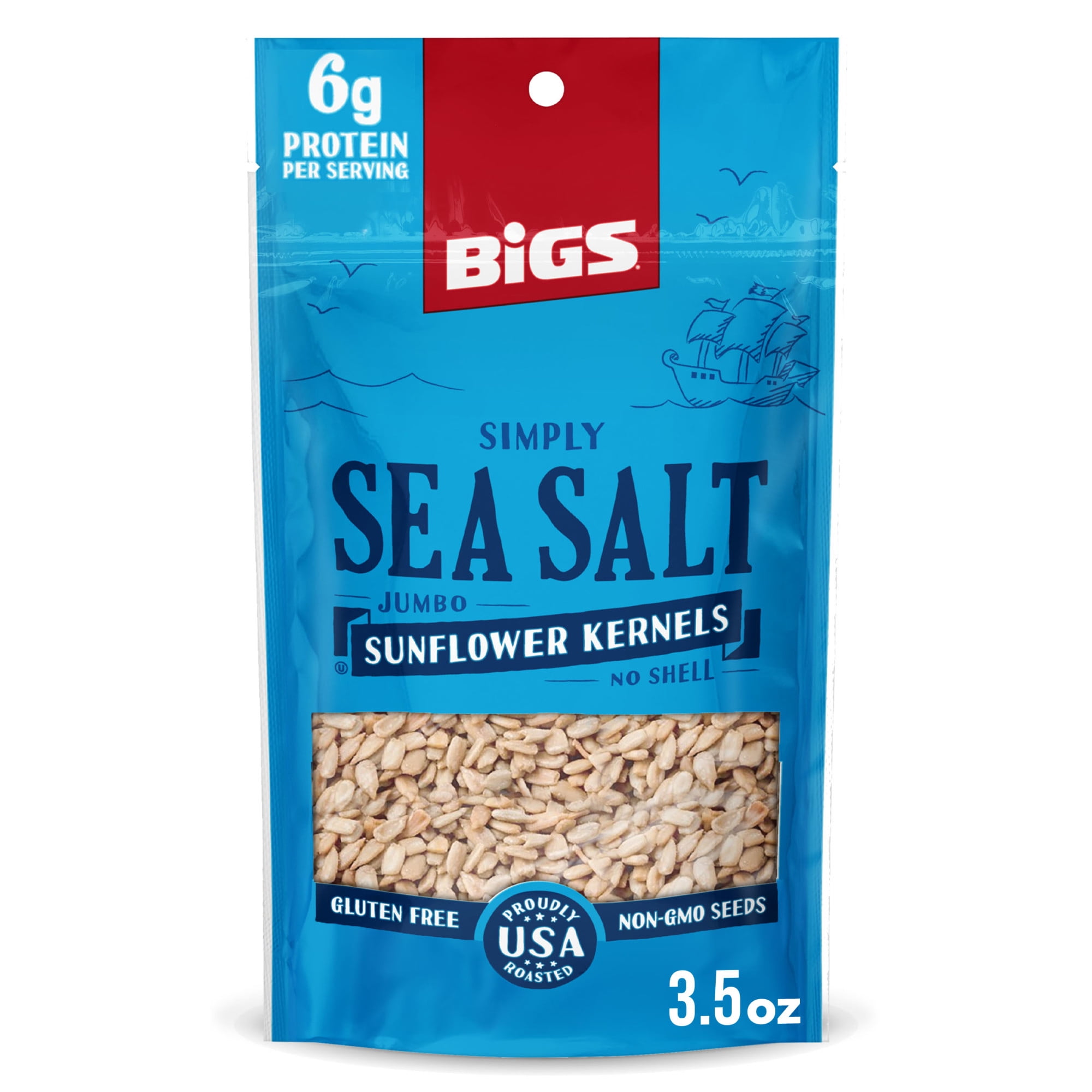 Bigs Simply Sea Salt Jumbo Sunflower Kernels, 3.5 oz. Bag - Walmart.com