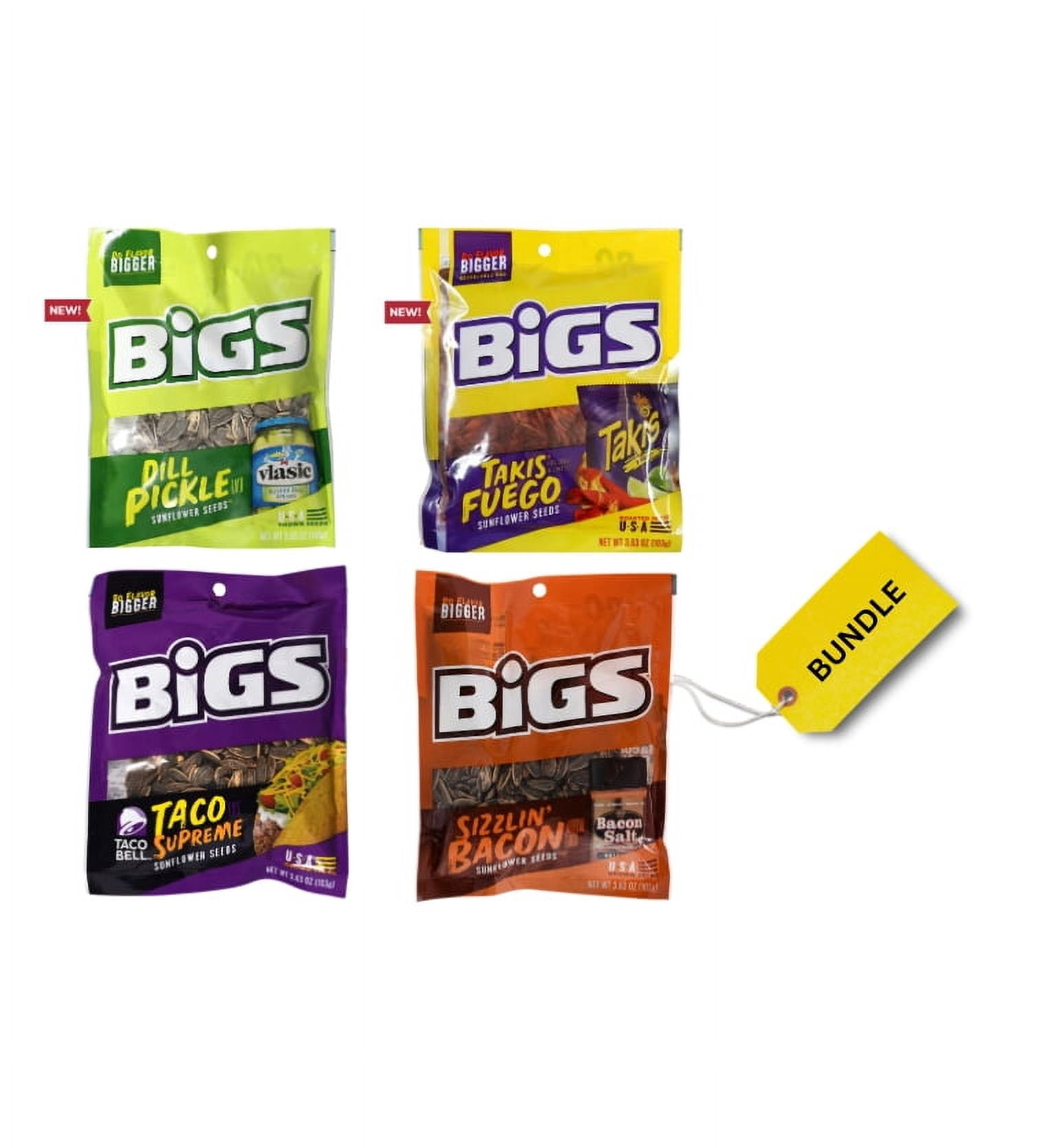 Bigs Sunflower Seeds 3 pack Bundle 3.63oz 3 Flavors Dill Pickle, Taco ...